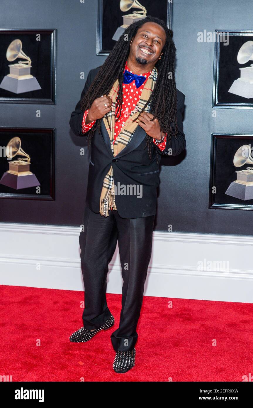 Allen Forrest arrives at the 60th Annual GRAMMY Awards red carpet at ...