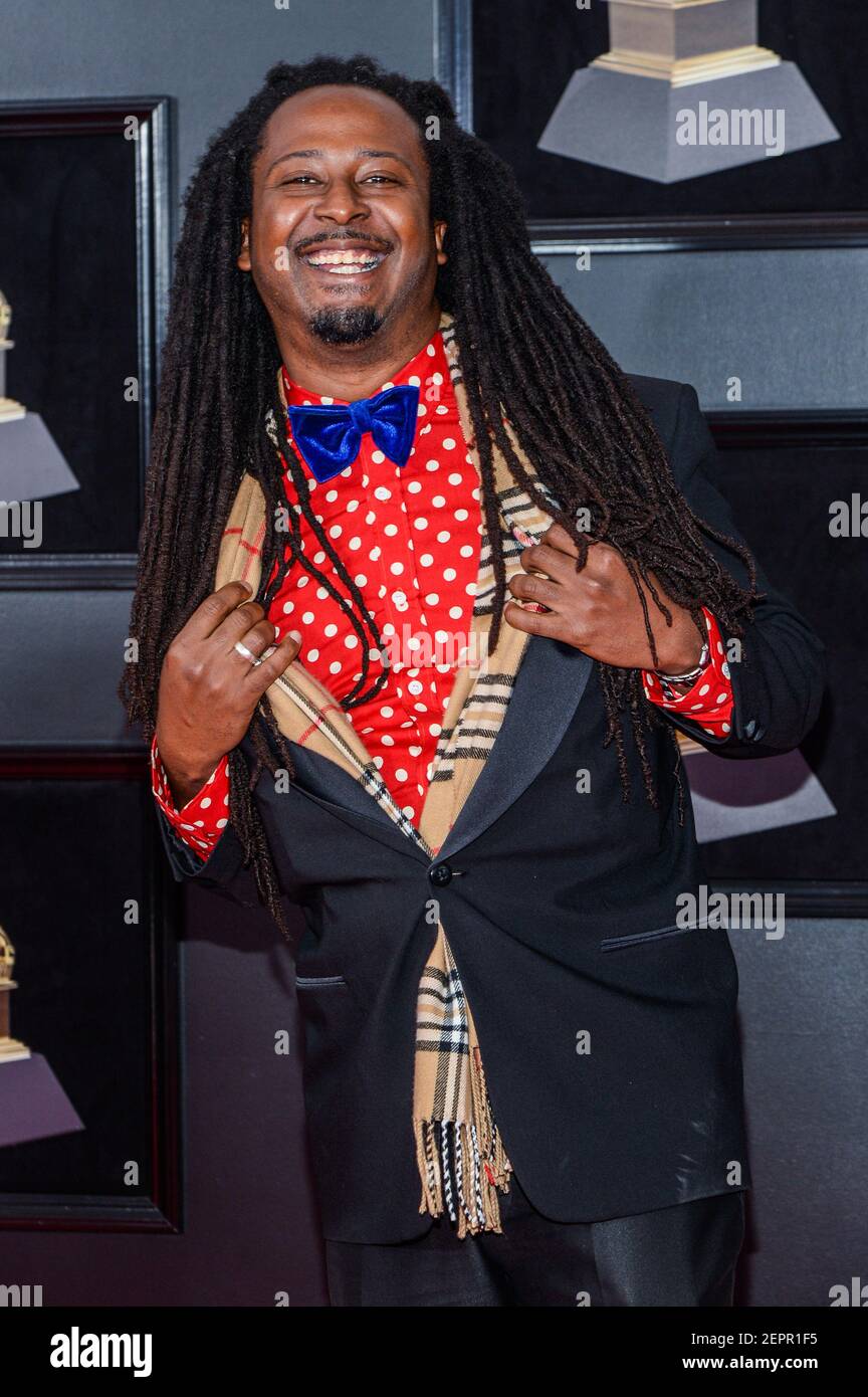 Allen Forrest arrives at the 60th Annual GRAMMY Awards red carpet at ...