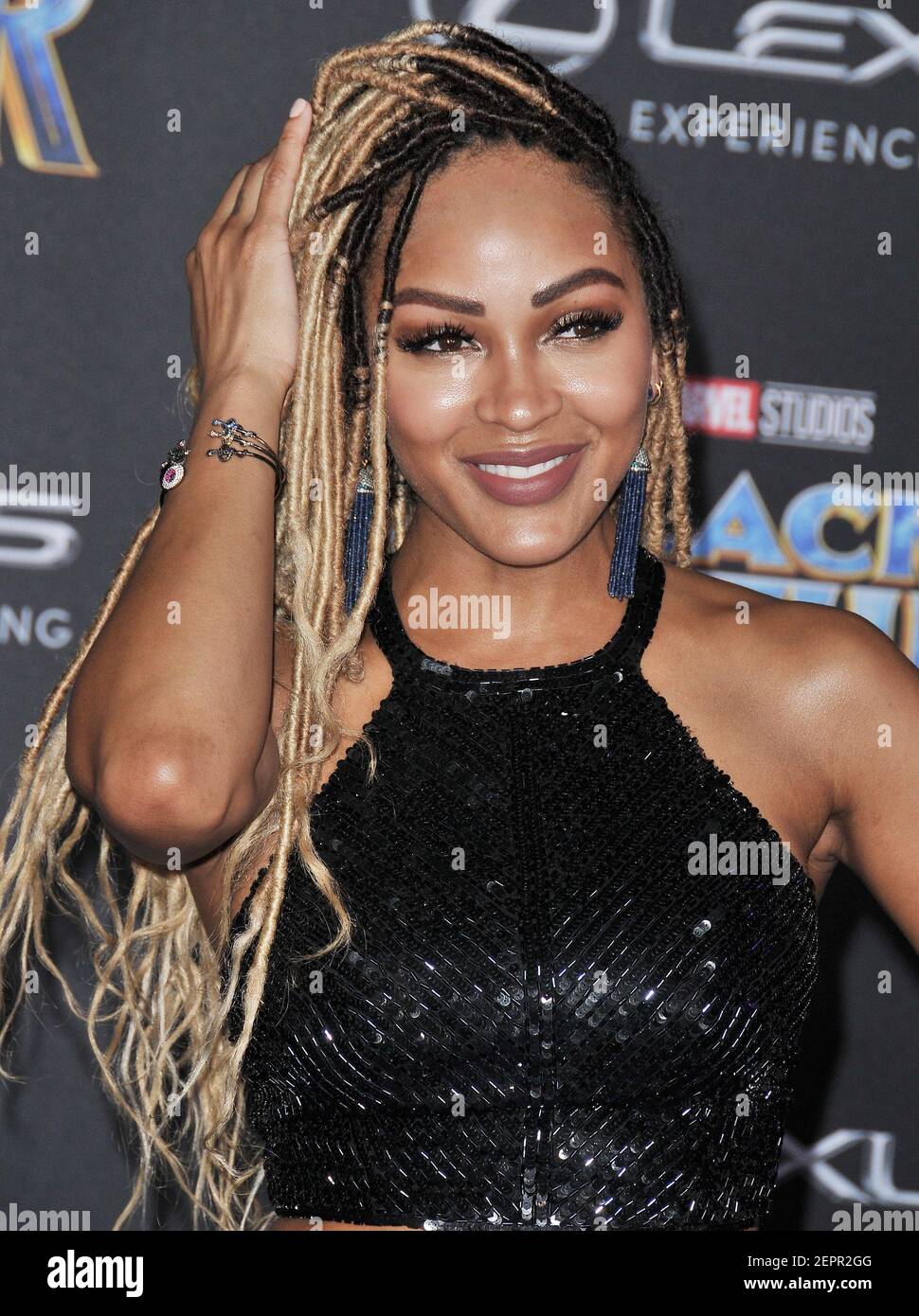 Meagan Good arrives at the Marvel Studios' "Black Panther" Los Angeles ...