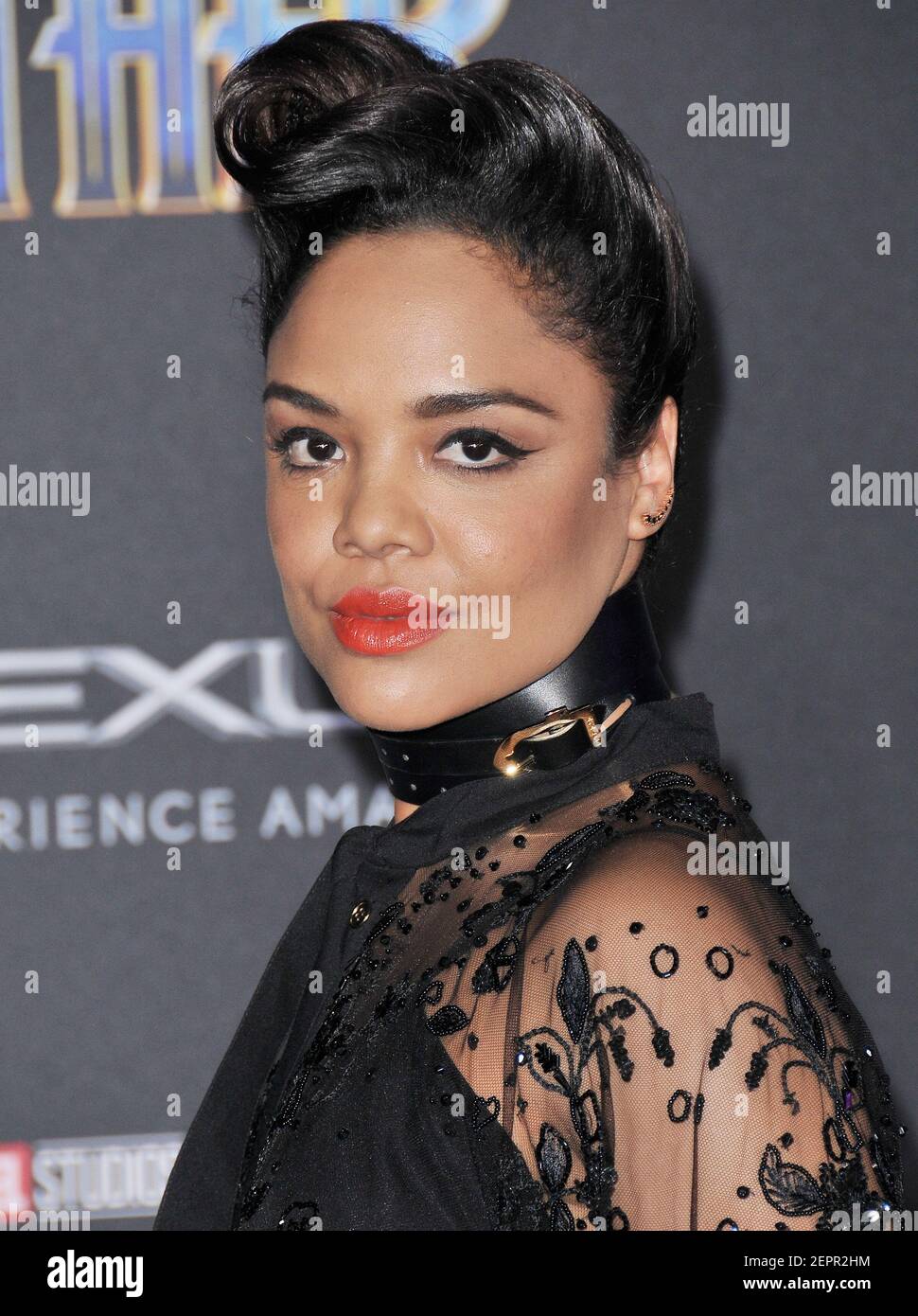 Tessa Thompson arrives at the Marvel Studios' "Black Panther" Los ...
