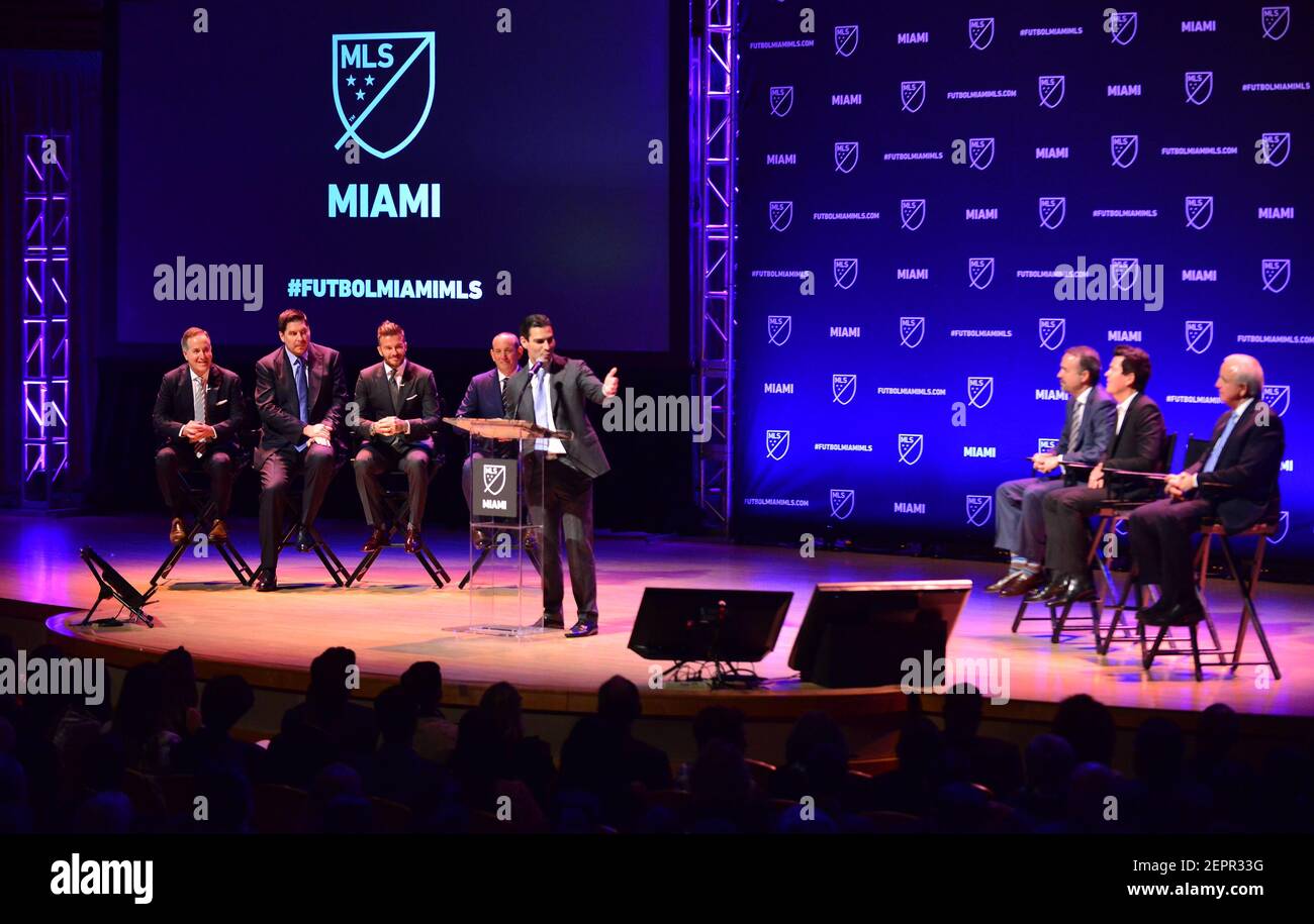 MIAMI, FL - JANUARY 29: Jorge Mas, Marcelo Claure, David Beckham, Don ...