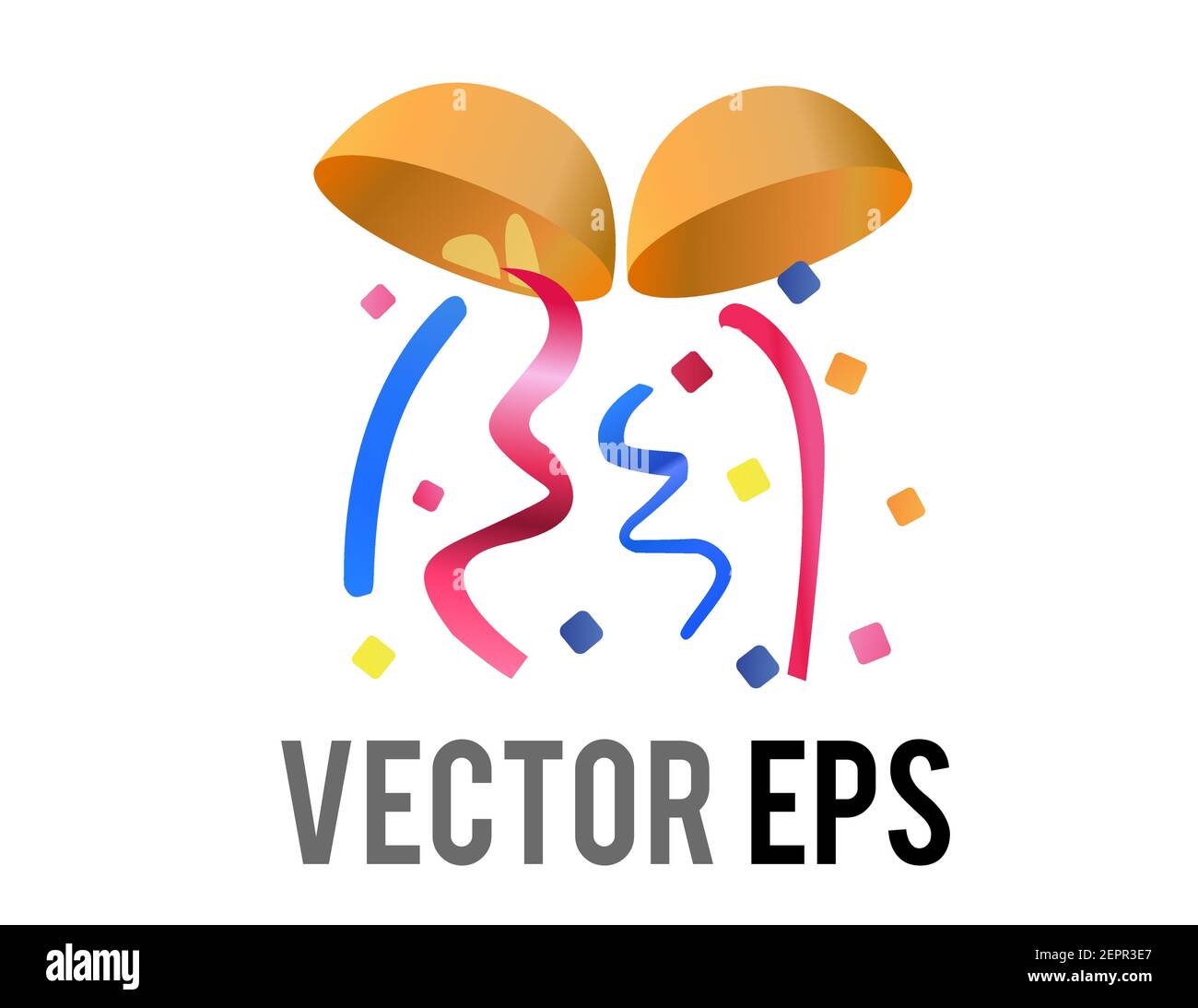 The isolated vector golden confetti ball icon with multicolored ...