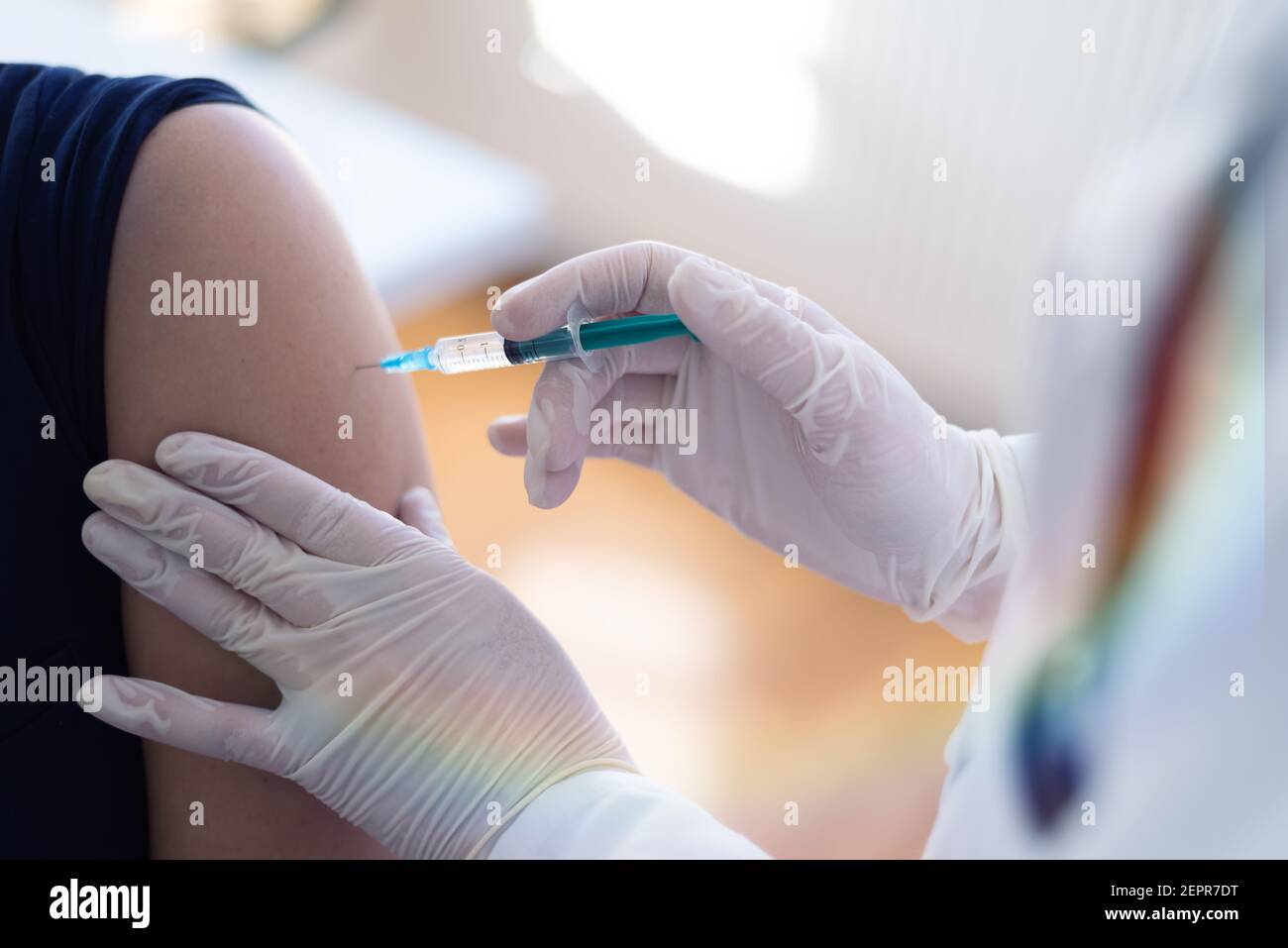 Covid vacine injection by doctor at hospital.Doctor making injection ...