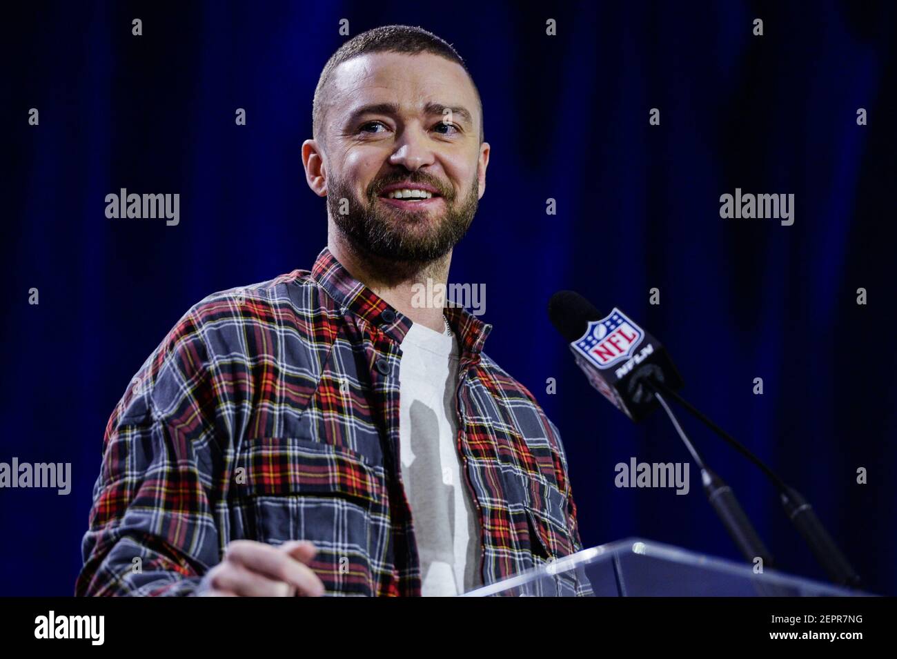 Justin Timberlake speaks during the Pepsi Superbowl LII Halftime Show ...