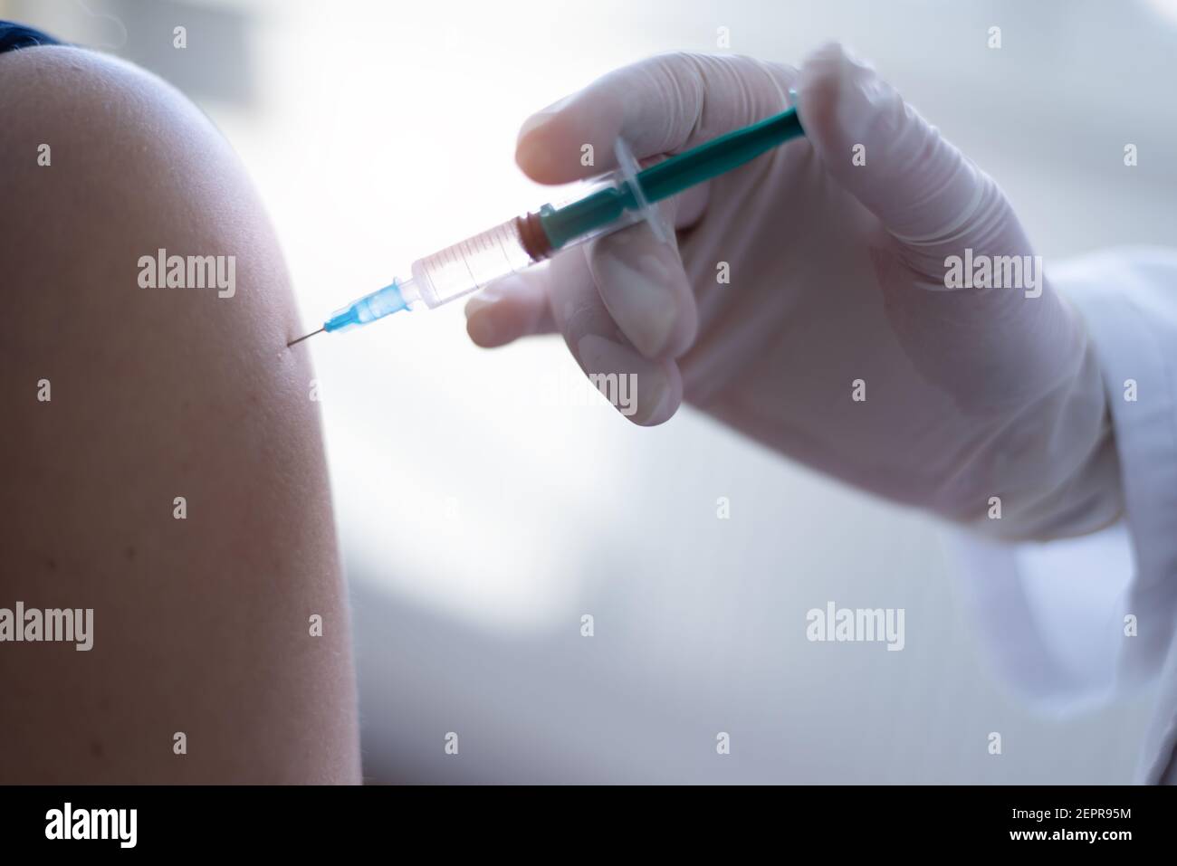 Covid vacine injection by doctor at hospital.Doctor making injection ...