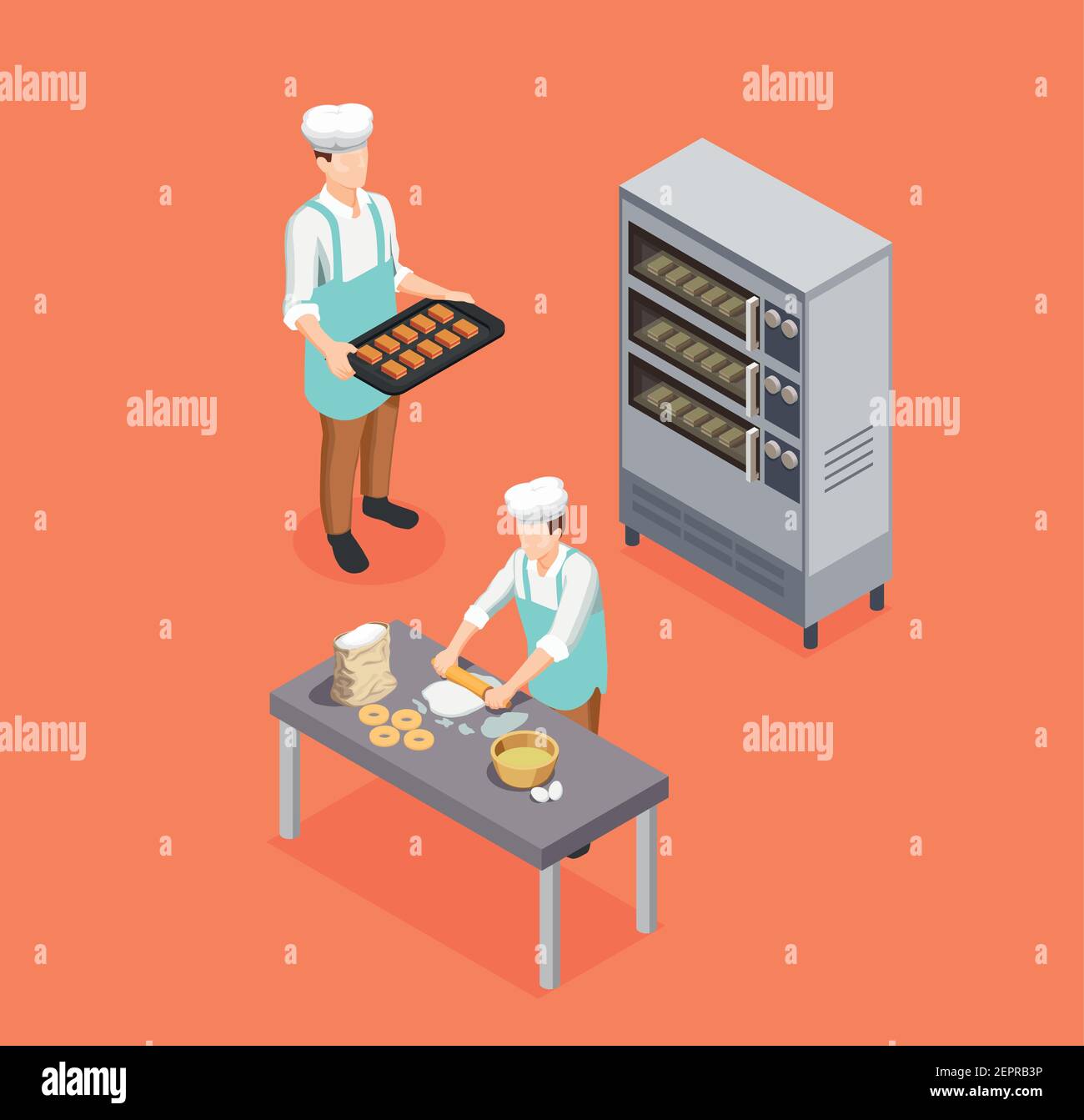 Confectionery chef isometric composition with pastry symbols isolated ...