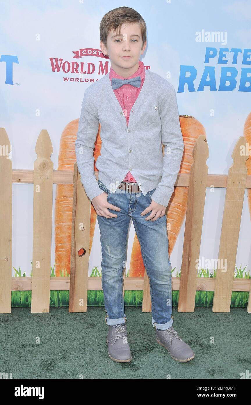 Parker Bates arrives at the "Peter Rabbit" Los Angeles Premiere held at ...
