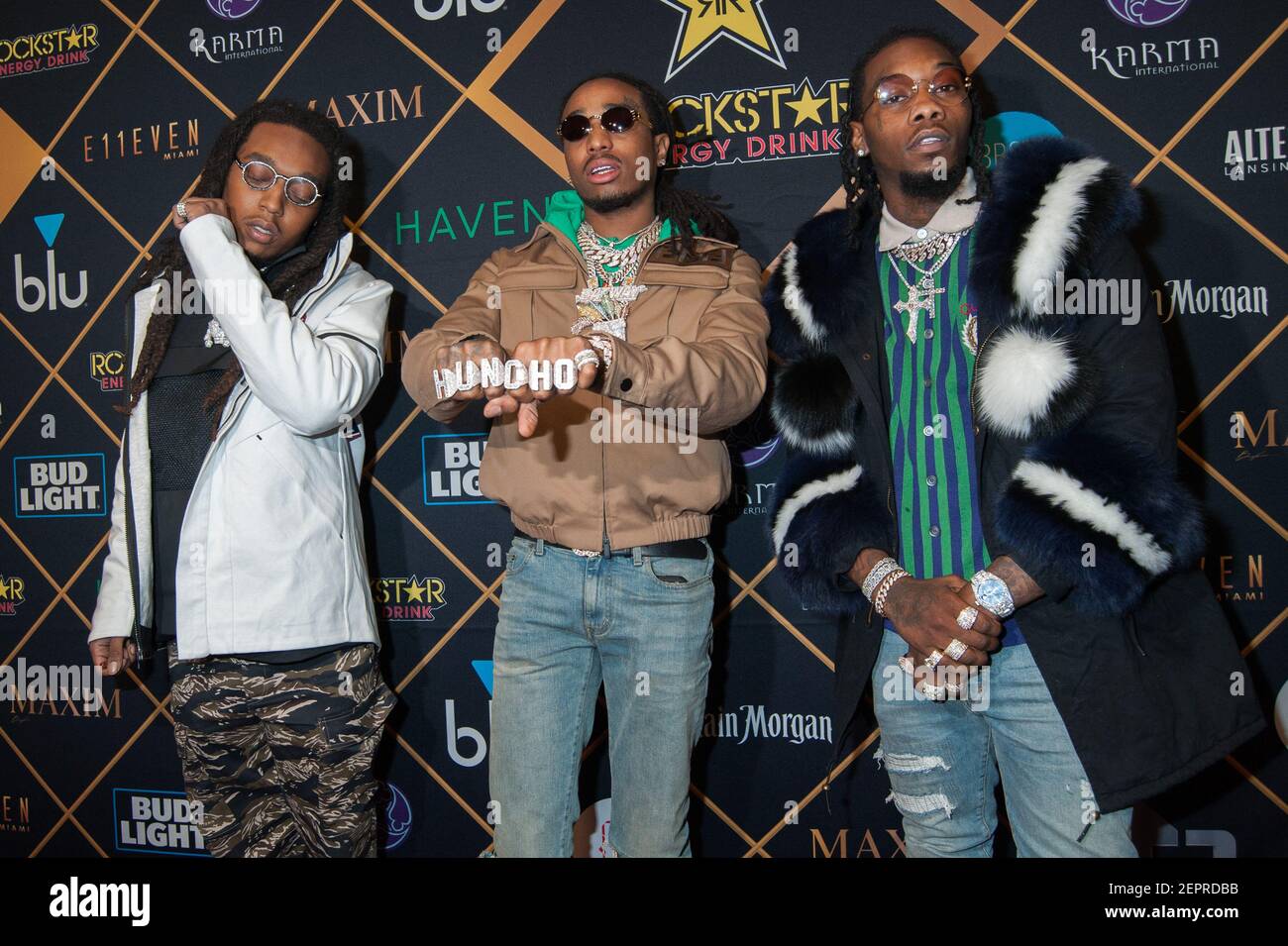Takeoff, Quavo and Offset of Migos walking on the red carpet at the The ...