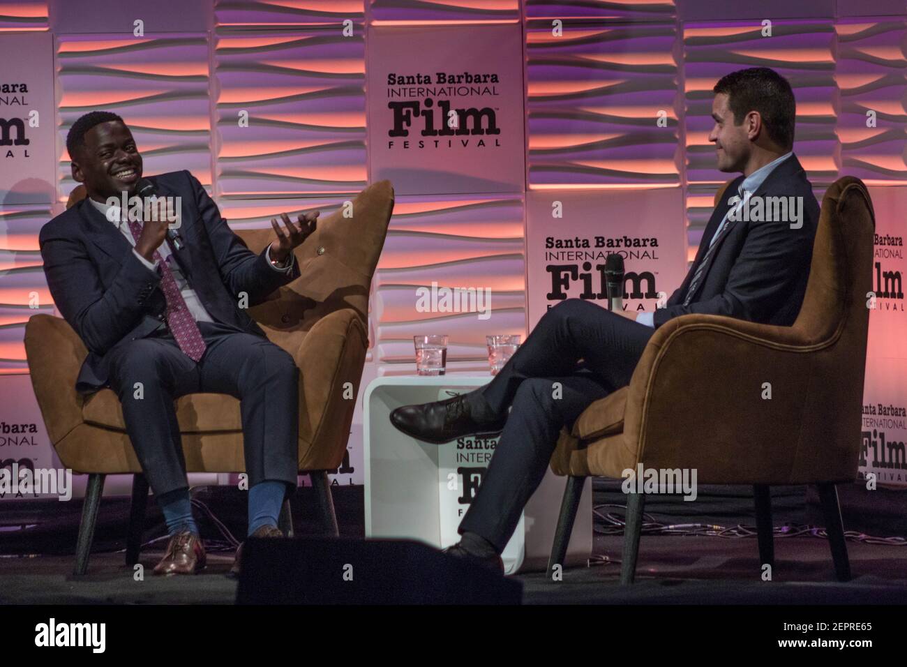 Actor Daniel Kaluuya and moderator Dave Karger on stage at the 33rd ...