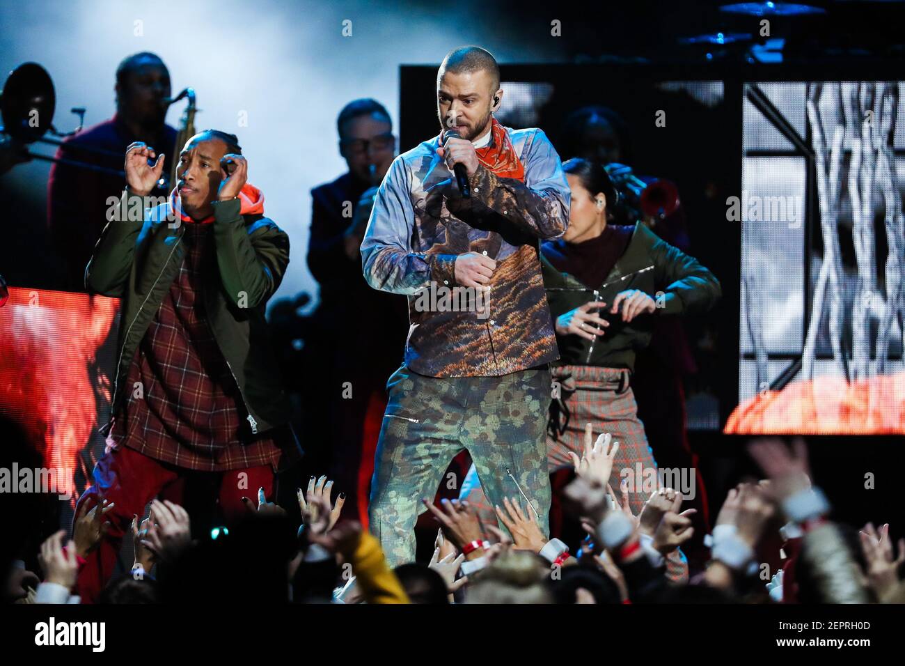 Justin Timberlake performs during the Pepsi Super Bowl LII Halftime ...