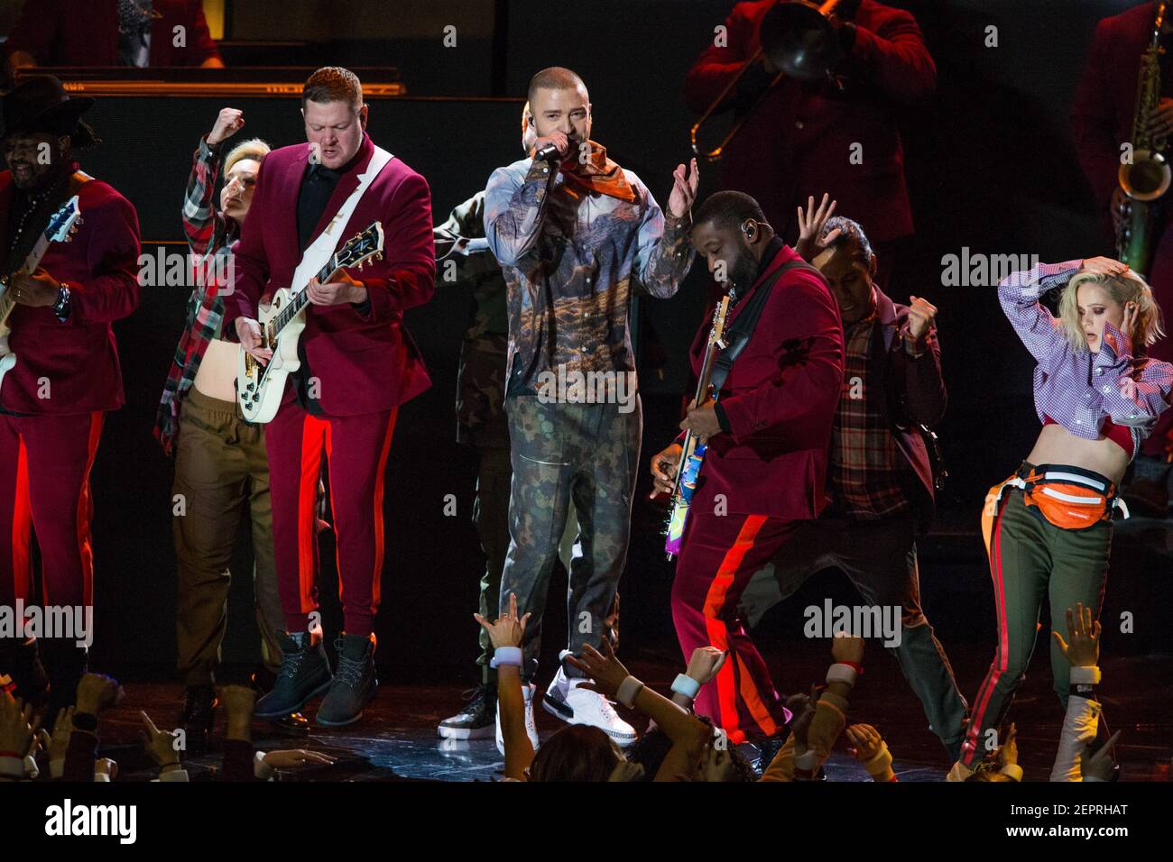 Justin Timberlake performs during the Pepsi Super Bowl LII Halftime ...