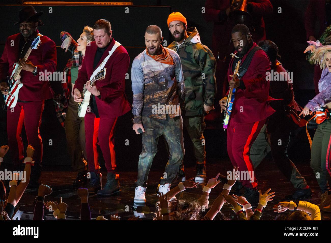 Justin Timberlake performs during the Pepsi Super Bowl LII Halftime ...