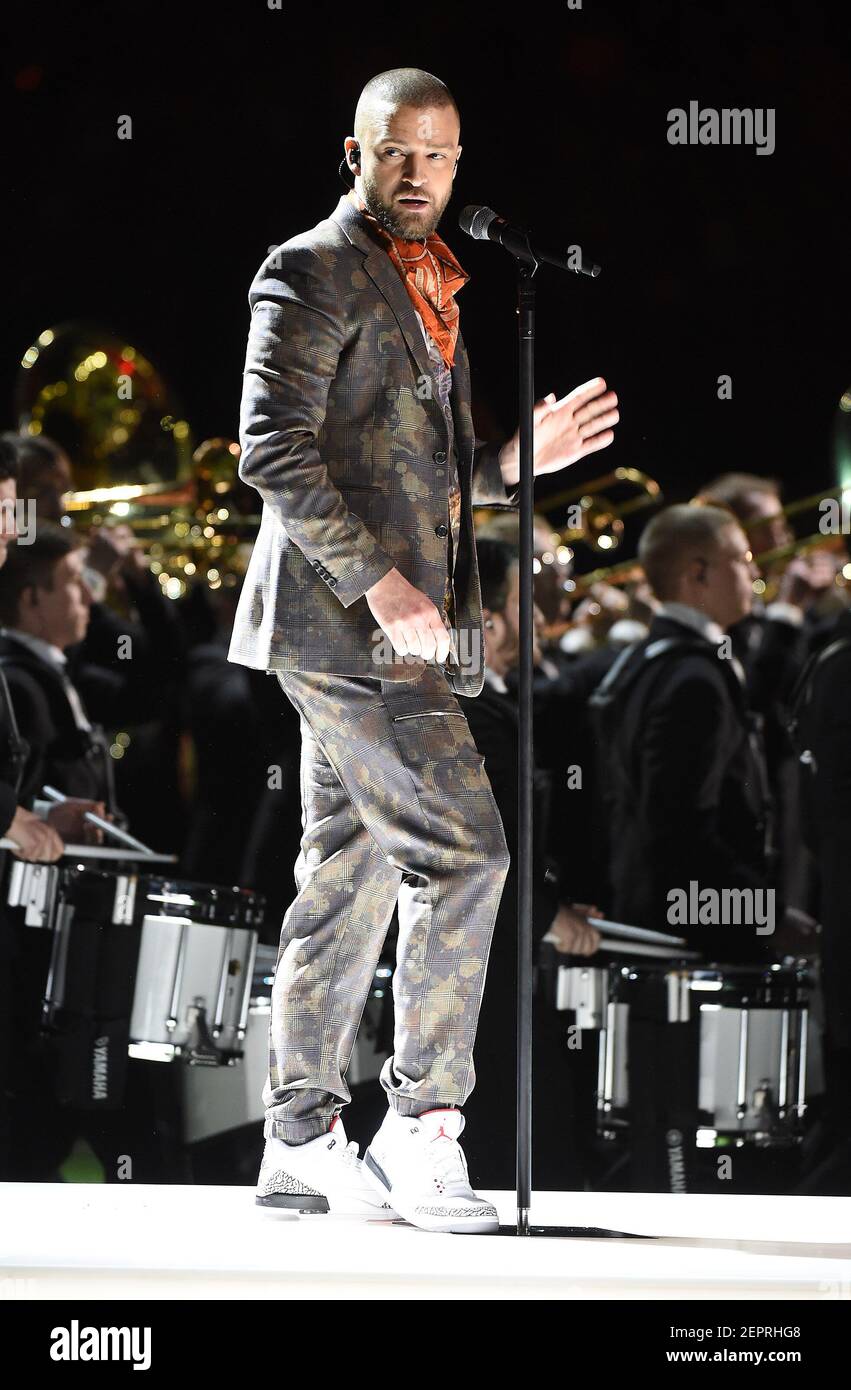 MINNEAPOLIS, MN - FEBRUARY 4: Justin Timberlake performs on the Pepsi ...