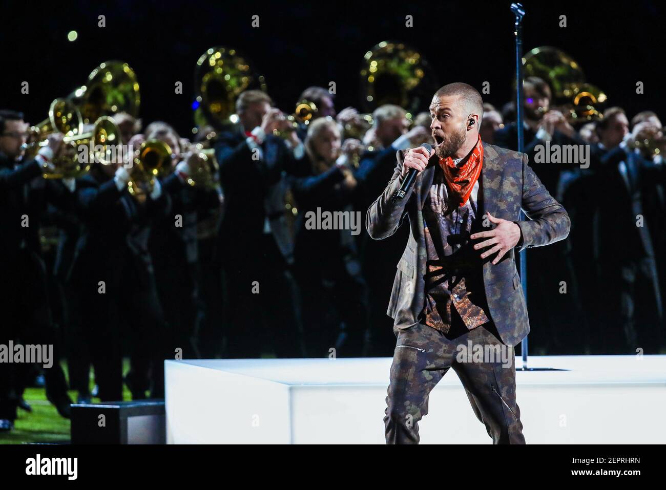 Justin Timberlake performs during the Pepsi Super Bowl LII Halftime ...
