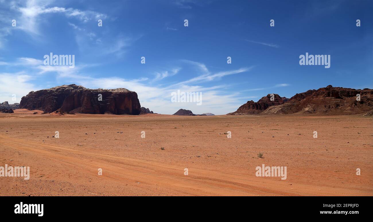 Wadi Rum Desert also known as The Valley of the Moon is a valley cut ...