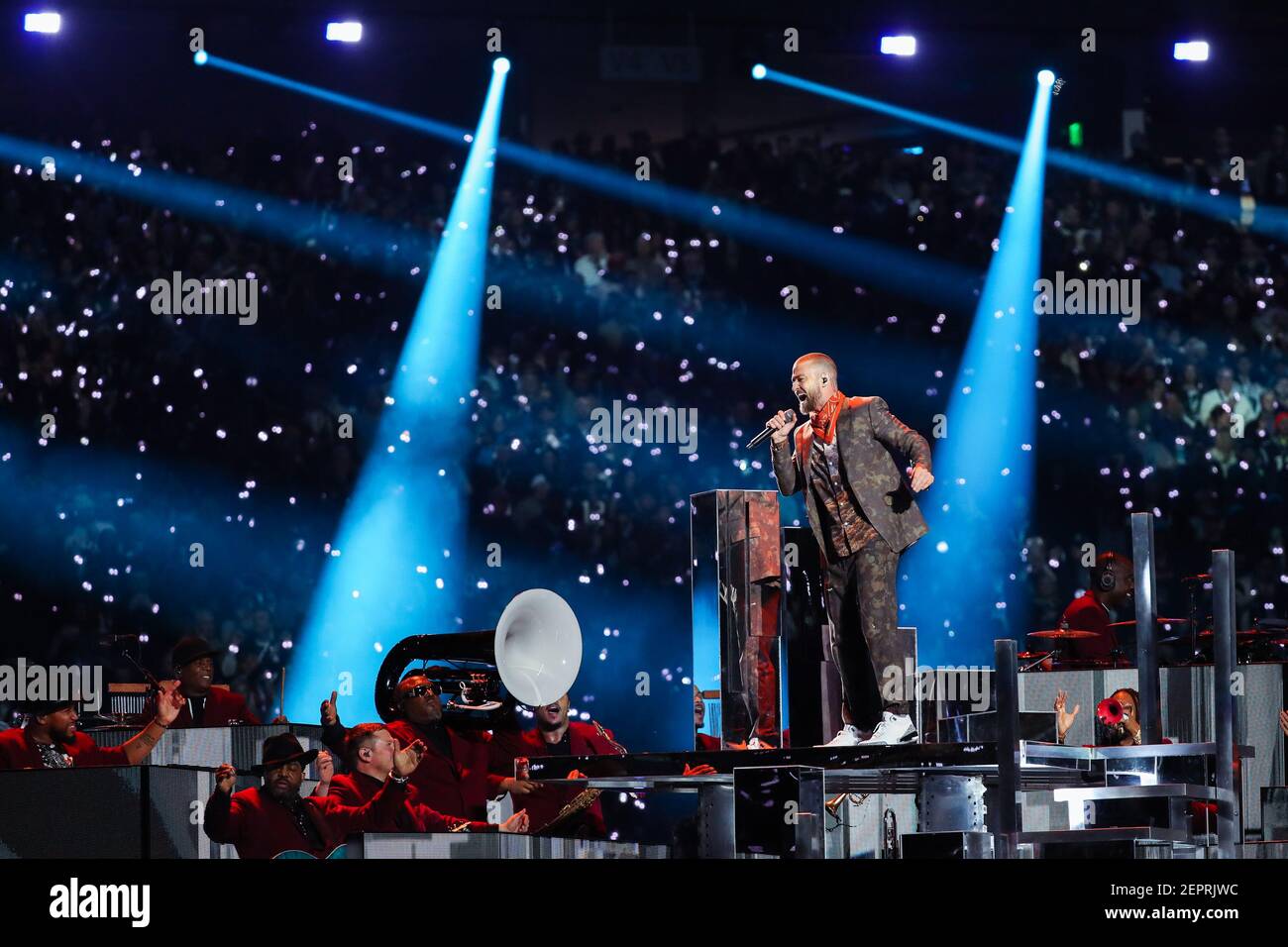 Justin Timberlake performs during the Pepsi Super Bowl LII Halftime ...