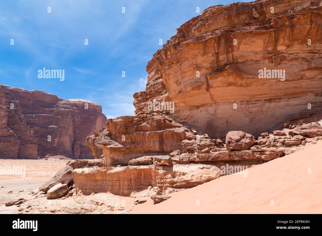 Wadi Rum Desert also known as The Valley of the Moon is a valley cut ...