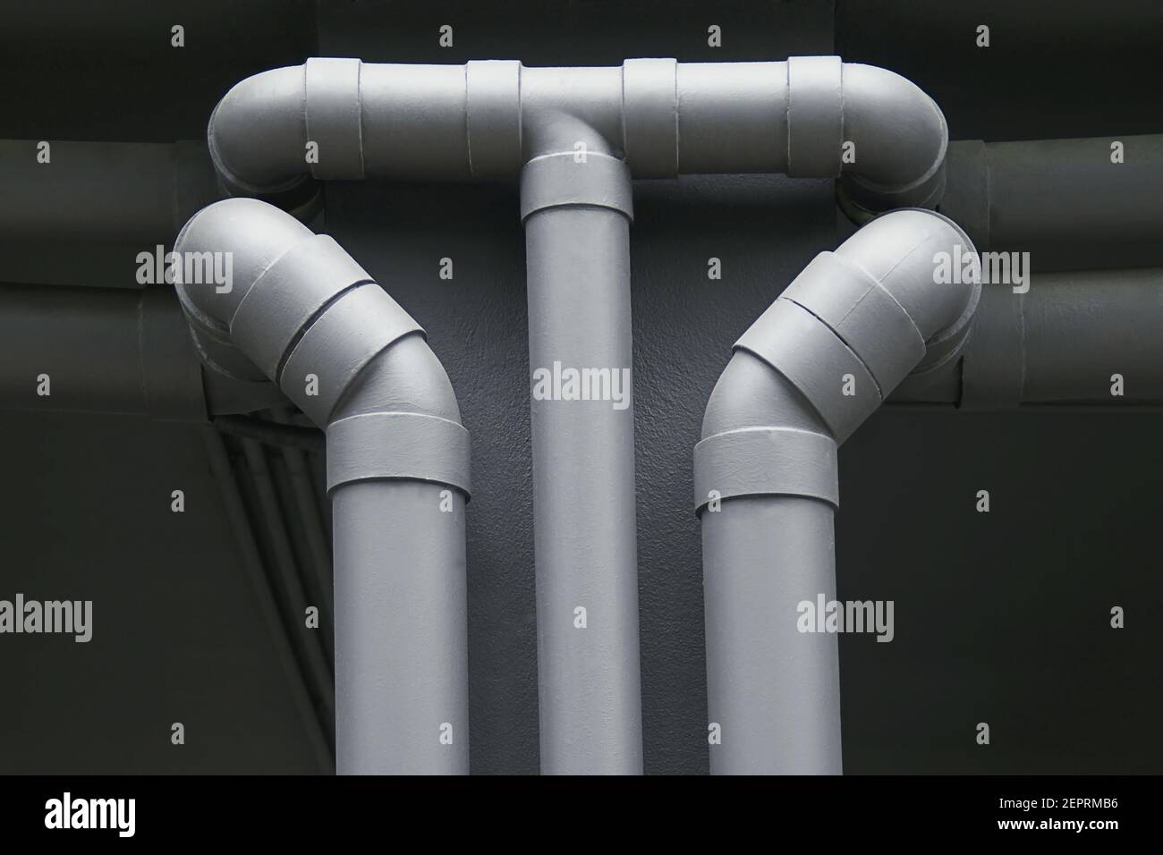 Building Piping System Painted in Grey Color Stock Photo - Alamy