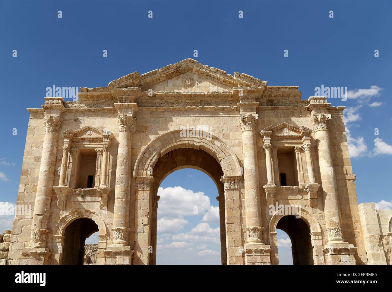 Arch of Hadrian in Jerash, Jordan-- was built to honor the visit of ...