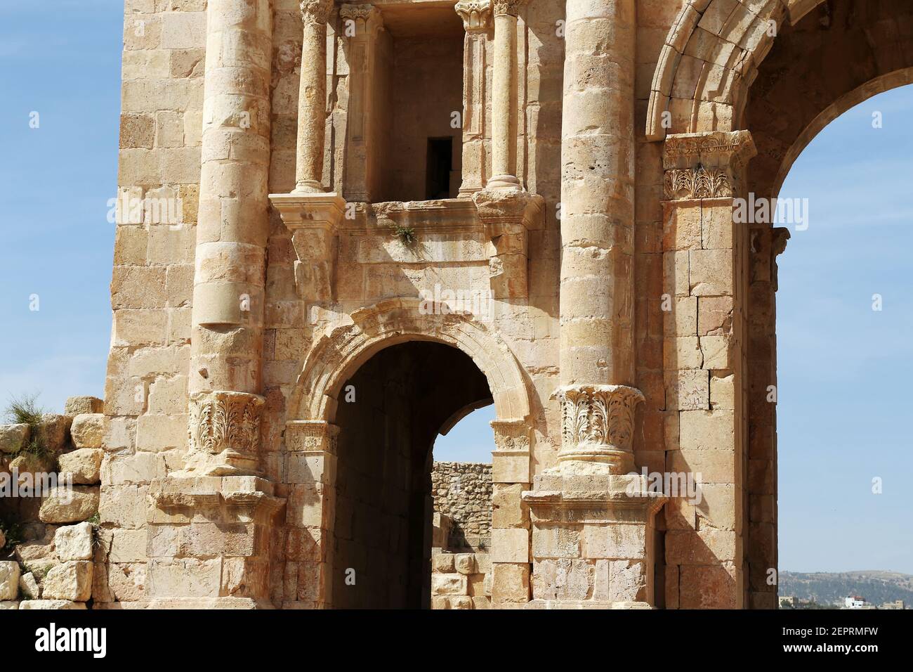 Arch of Hadrian in Jerash, Jordan-- was built to honor the visit of ...