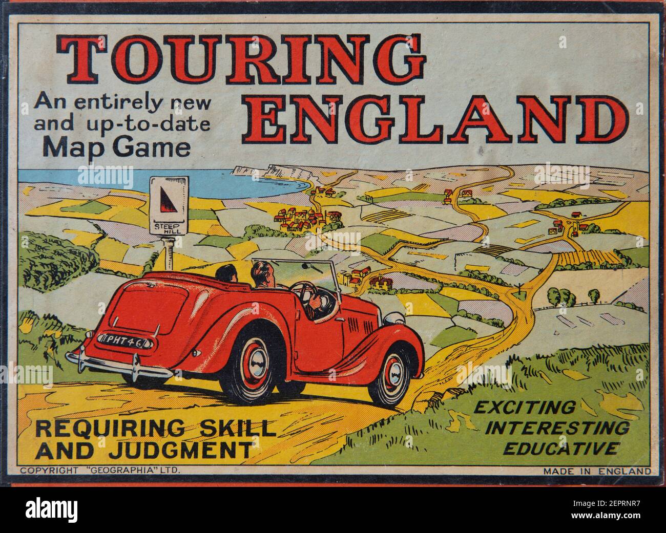 1930s original Touring England map game board frontispiece graphics ...