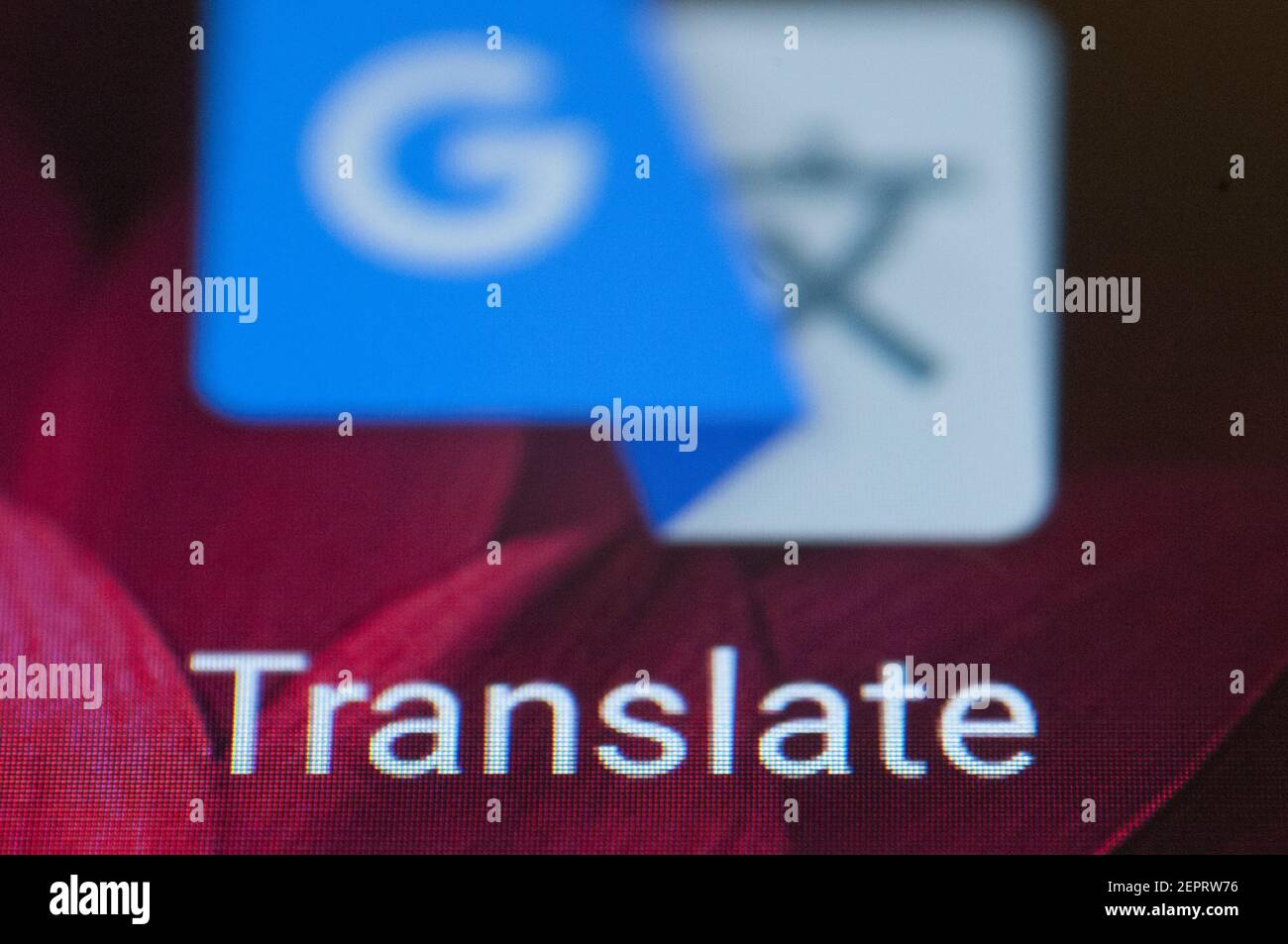 The Google Translate app is seen on an Android portable device on ...