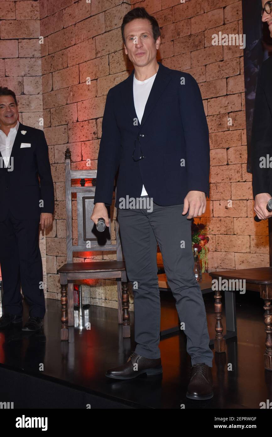 Actor Simon Merrells during a press conference to promote Knightfall ...