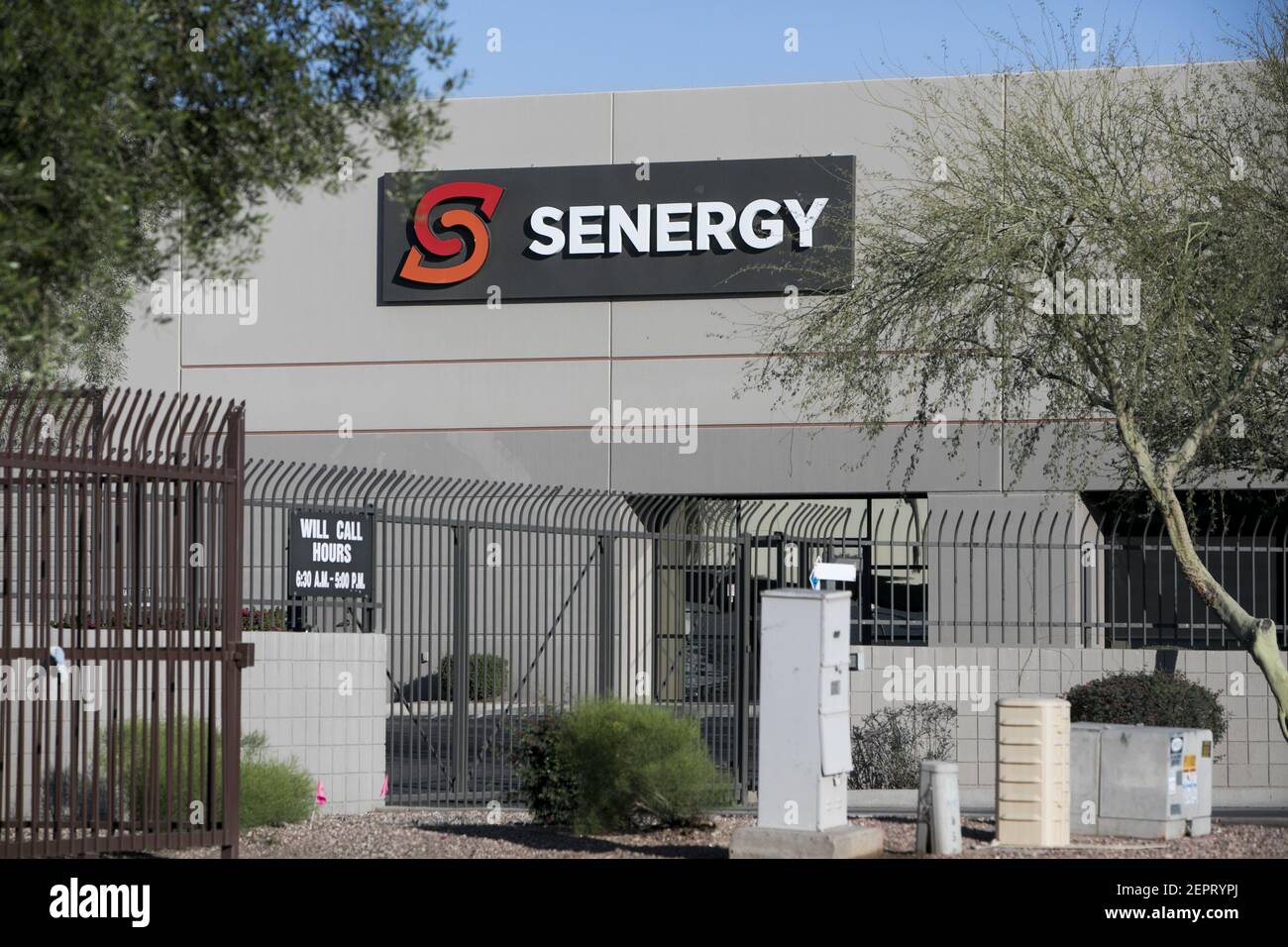 A logo sign outside of a facility occupied by Senergy in Phoenix ...