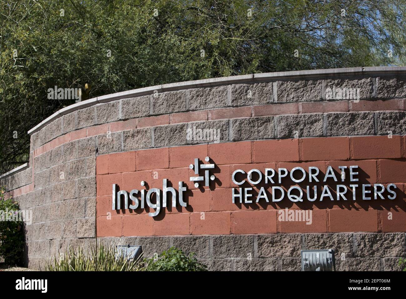 A logo sign outside of the headquarters of Insight Enterprises in Tempe ...