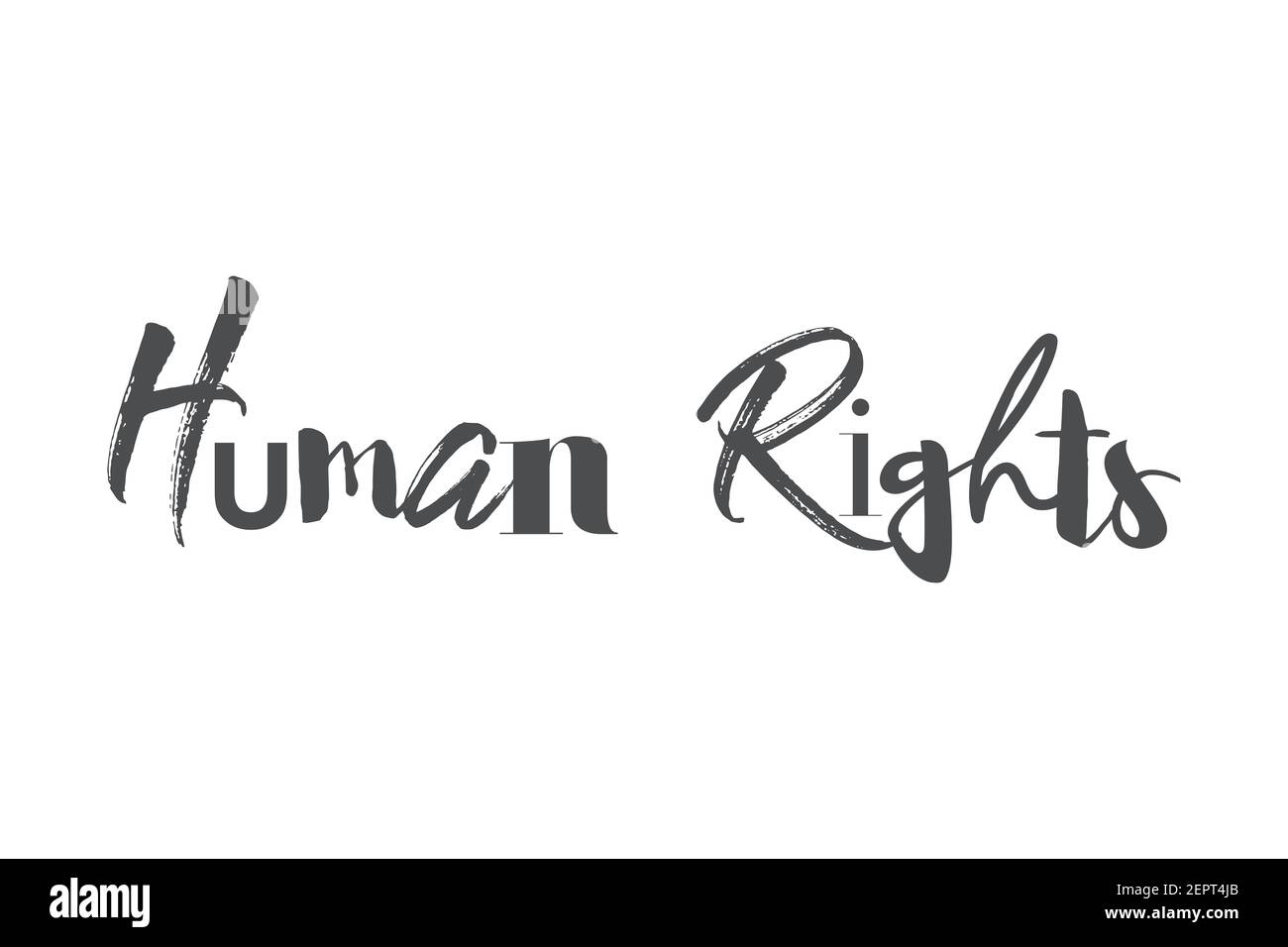 Modern, playful, bold graphic design of a saying "Human Rights" in grey ...
