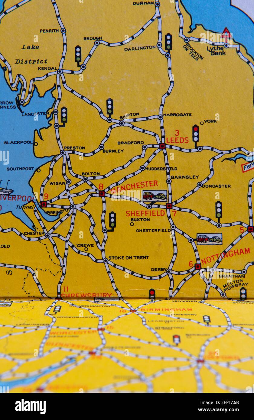 Detail of 1930s original Touring England map game board with period ...