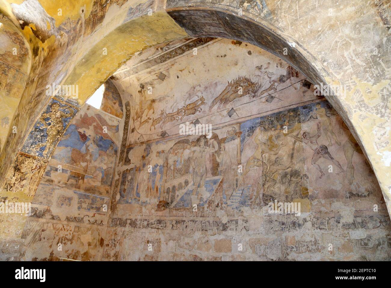 Fresco at Quseir (Qasr) Amra desert castle near Amman, Jordan. World ...