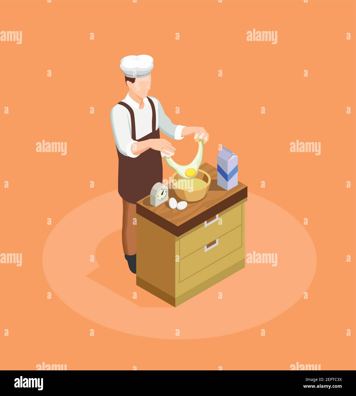 Confectionery and bakery chef with ingredients and pastry symbols ...