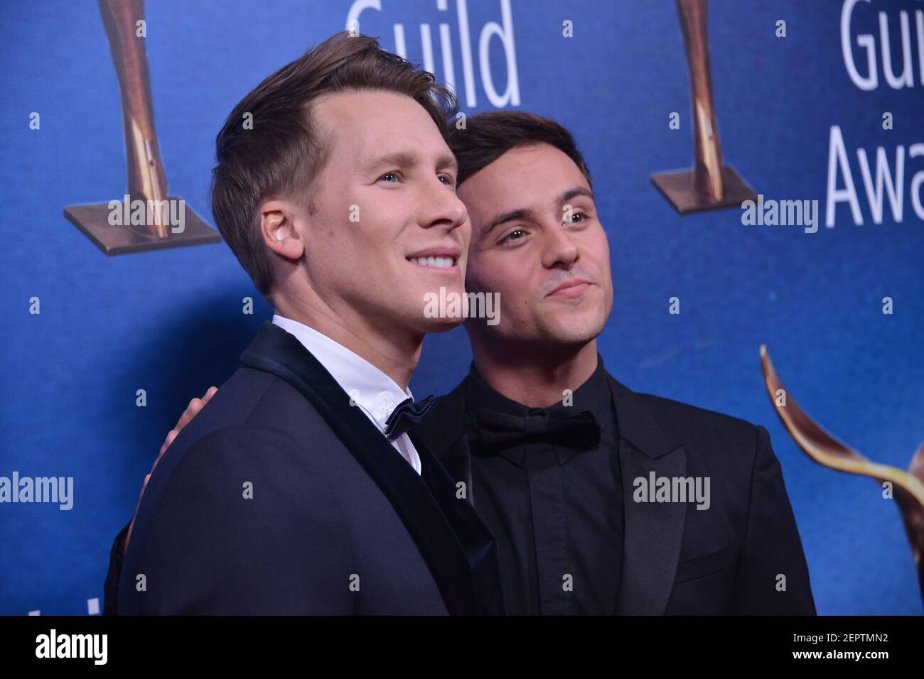 Dustin Lance Black and Tom Daley arrives the 2018 Writers Guild Awards ...