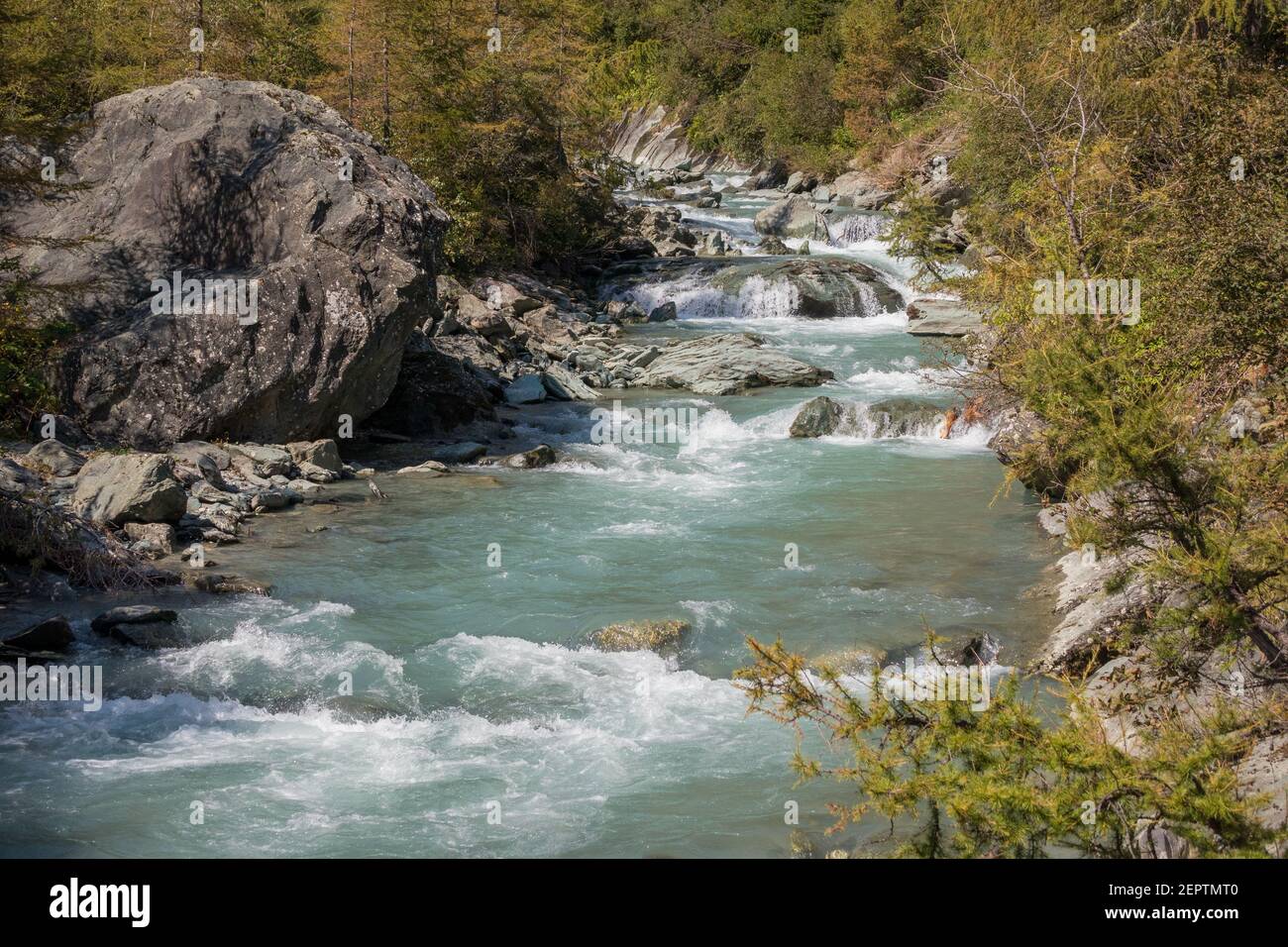 Isel torrent, waterfall. Umbaltal alpine valley. Virgental in Osttirol ...