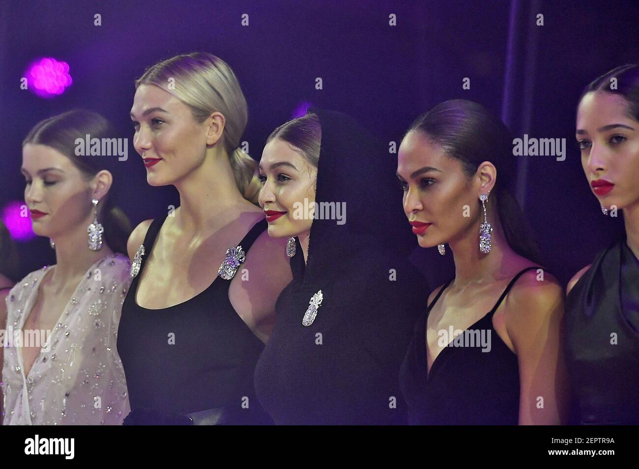 Model Karlie Kloss, Gigi Hadid, Joan Smalls walks on the runway during ...
