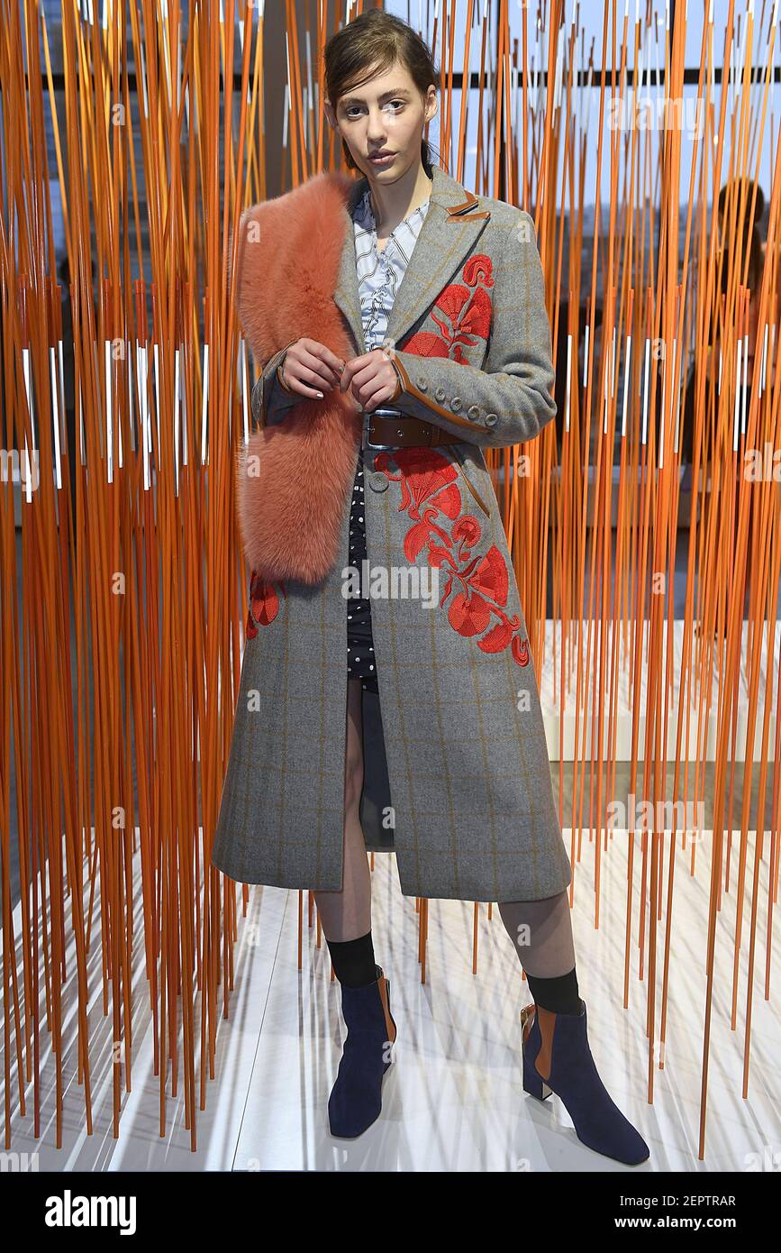 Model at the presentation for Tanya Taylor Fashion Show during New York ...