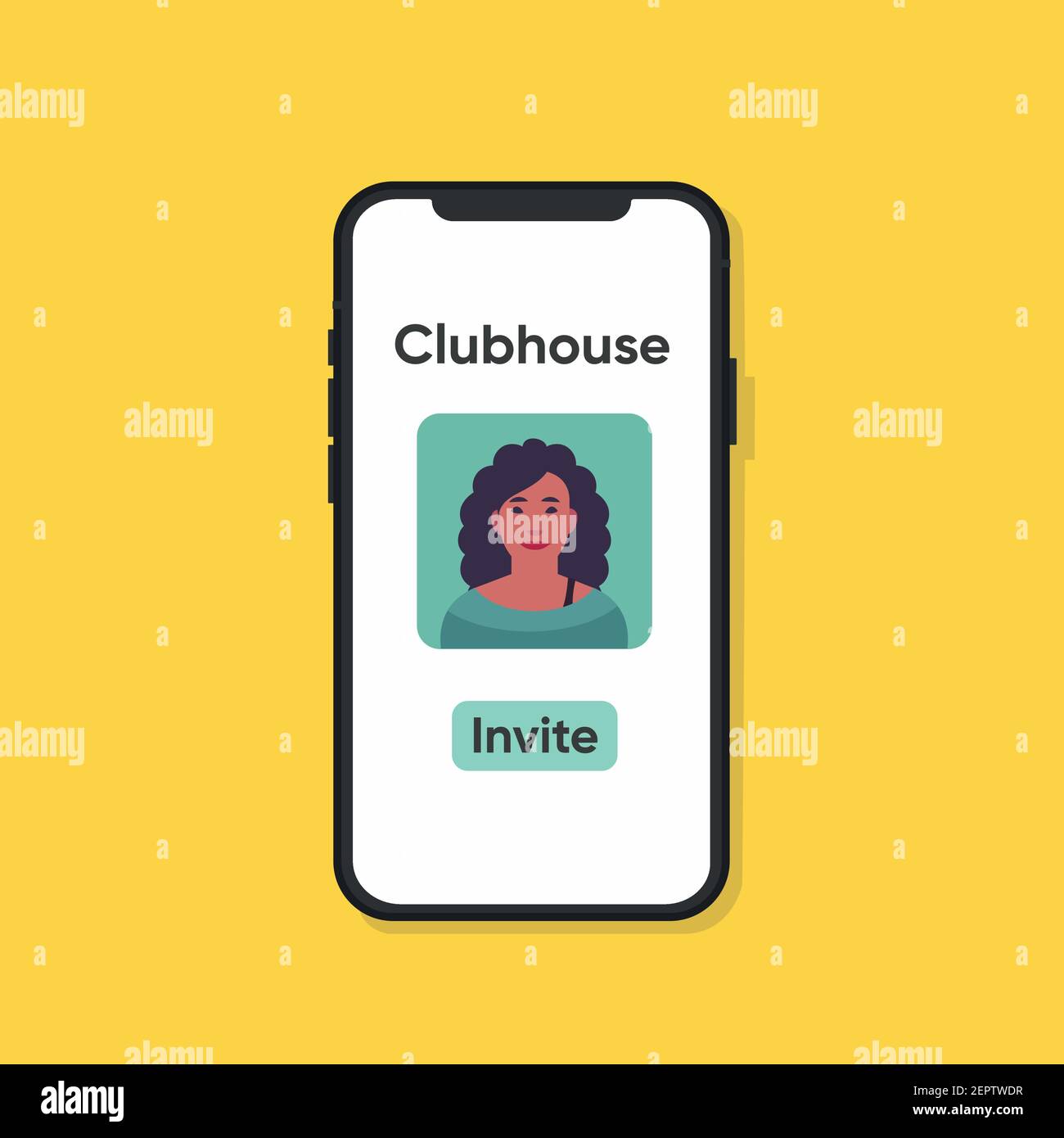 Clubhouse app on Smartphone in hands. Sending invitation to Clubhouse ...