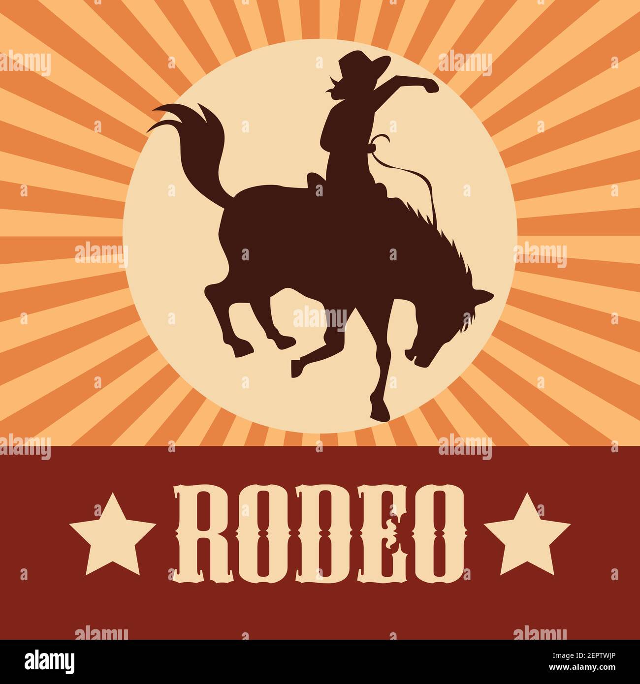 rodeo poster with cowgirl silhouette riding on wild horse and bull ...