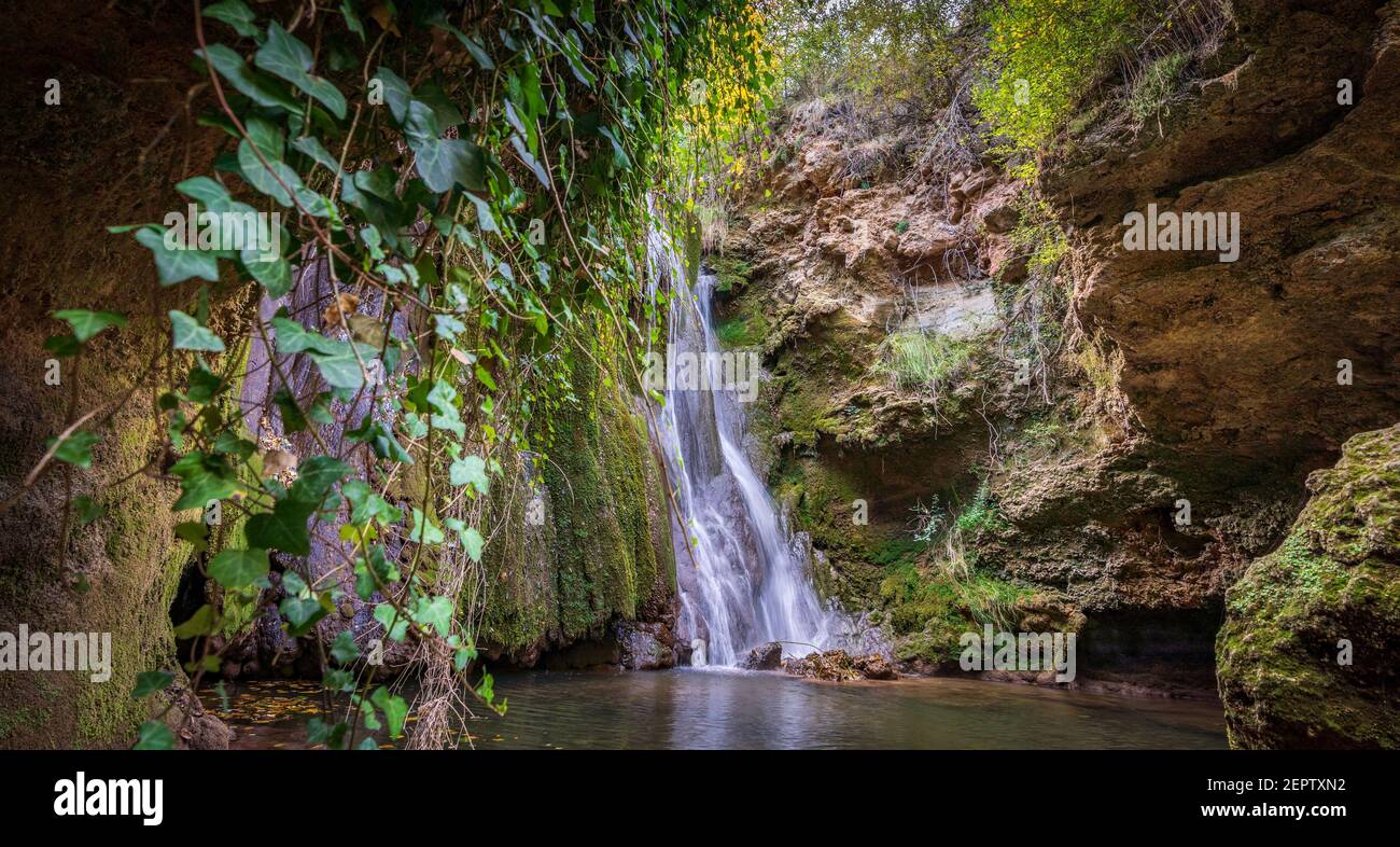Hidden and cold waterfall, long exposure Stock Photo - Alamy