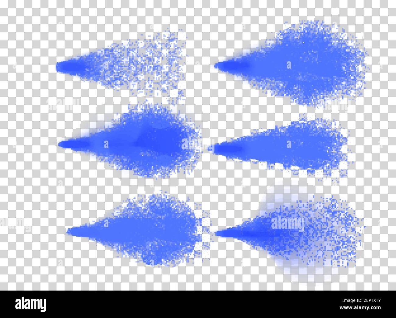 Spray realistic set with six isolated images of blue spray trails of ...