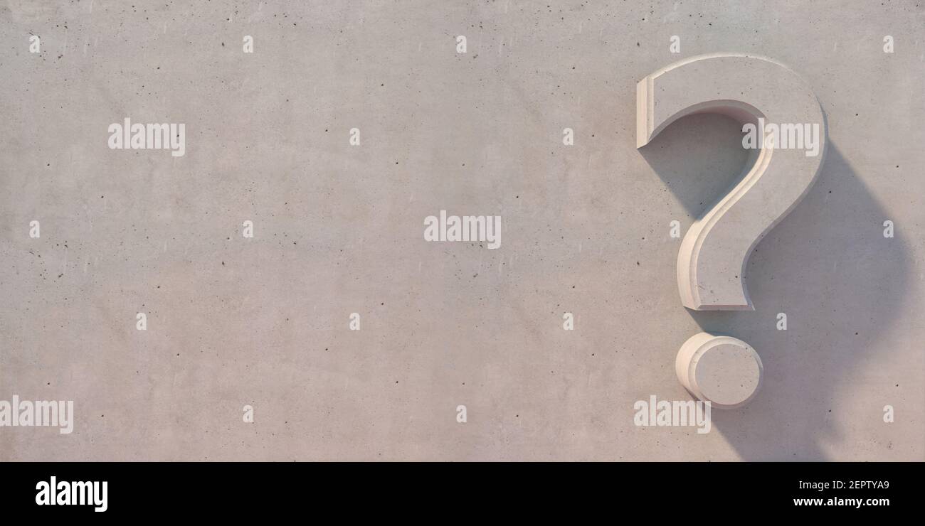 Question, Questionmark on concrete wall background. Construction design ...