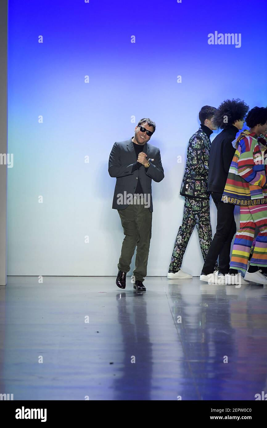 Designer Johnson Hartig walks on the runway during the Libertine ...