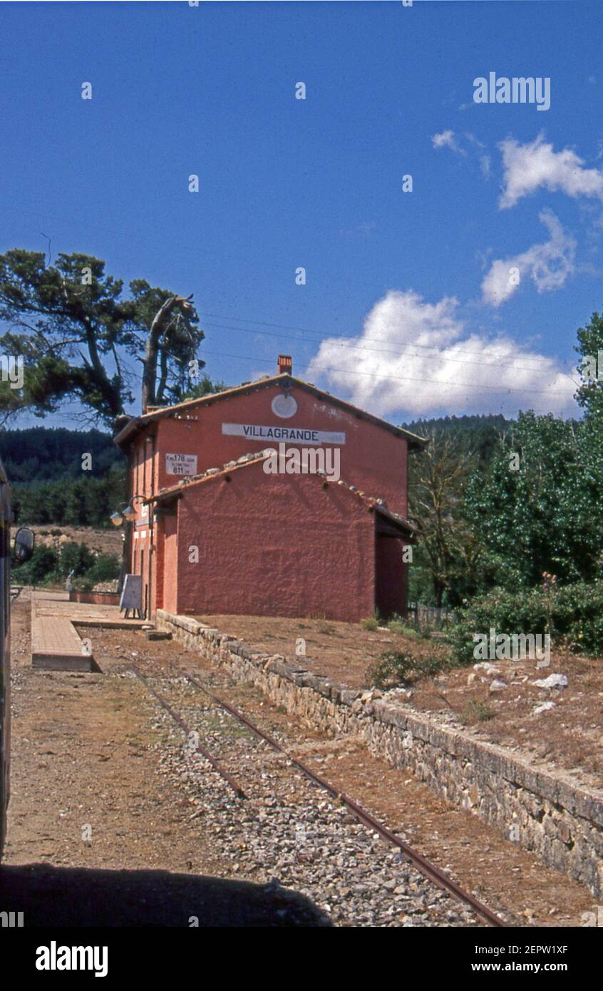 Villagrande Strisaili, Sardinia, Italy. Old rail station (scanned from ...