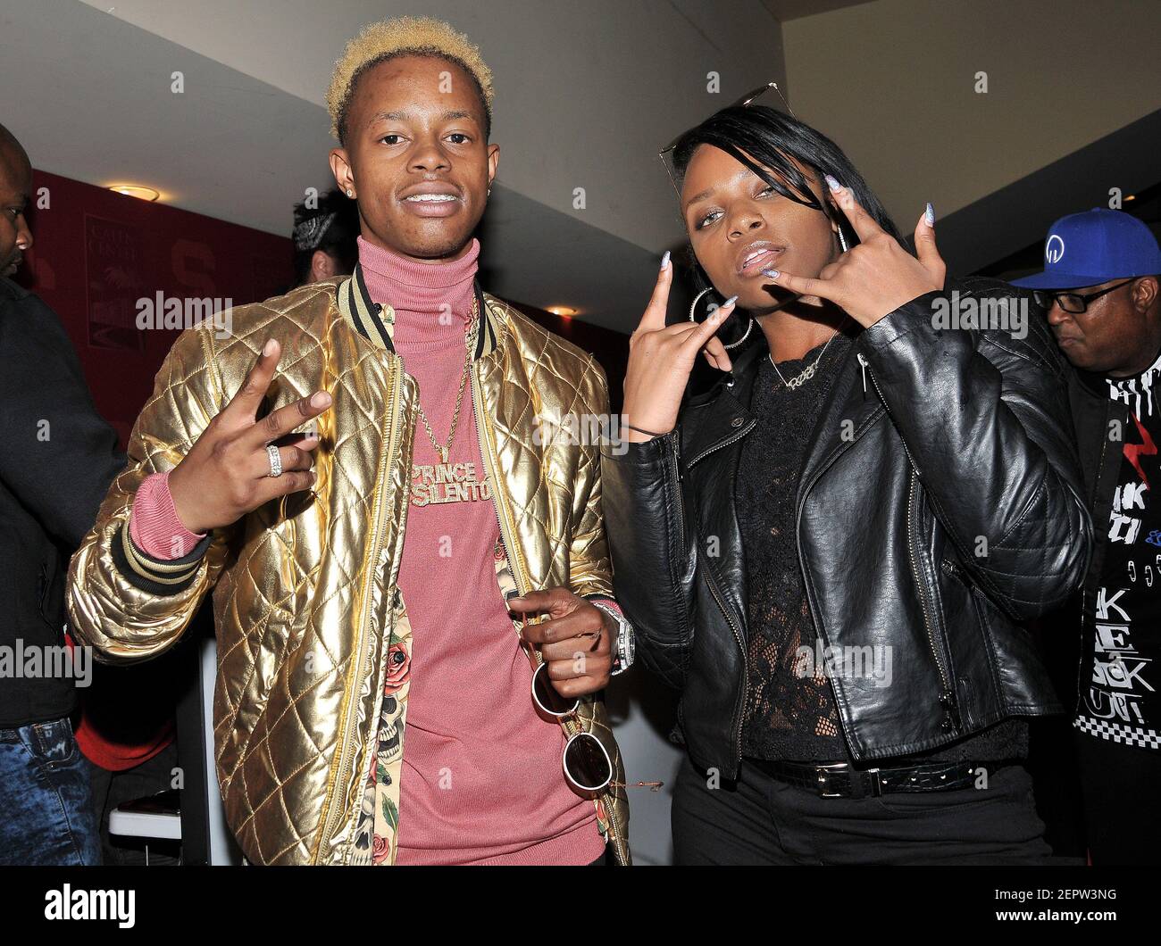 (L-R) Silentó and Tyeler Reign at the 2018 All Star Celebrity Game held ...