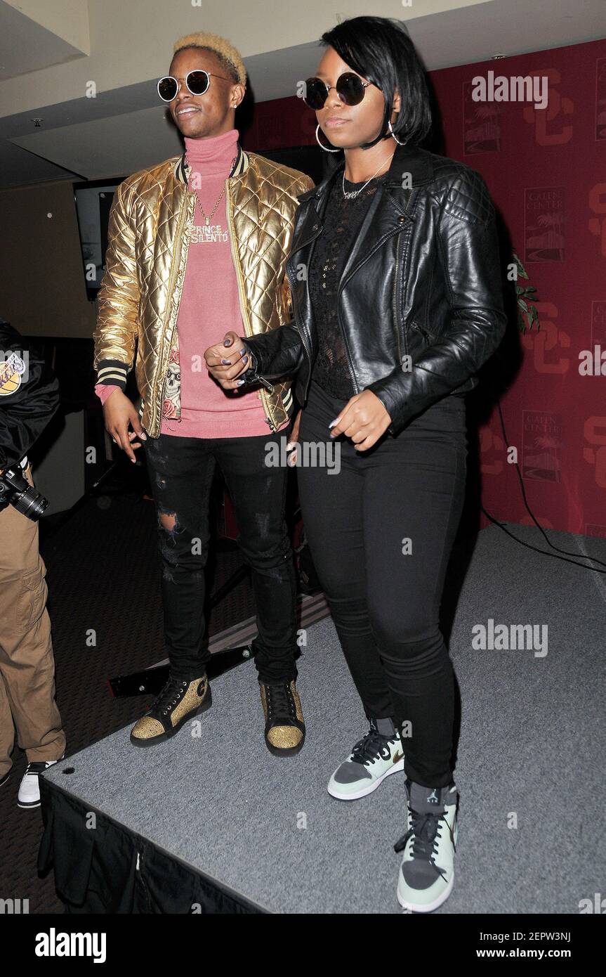 (L-R) Silentó and Tyeler Reign at the 2018 All Star Celebrity Game held ...