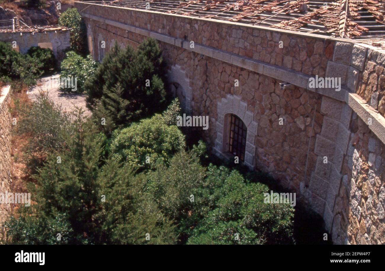 Palau, Sardinia, Italy. Talmone military fortress (scanned from ...