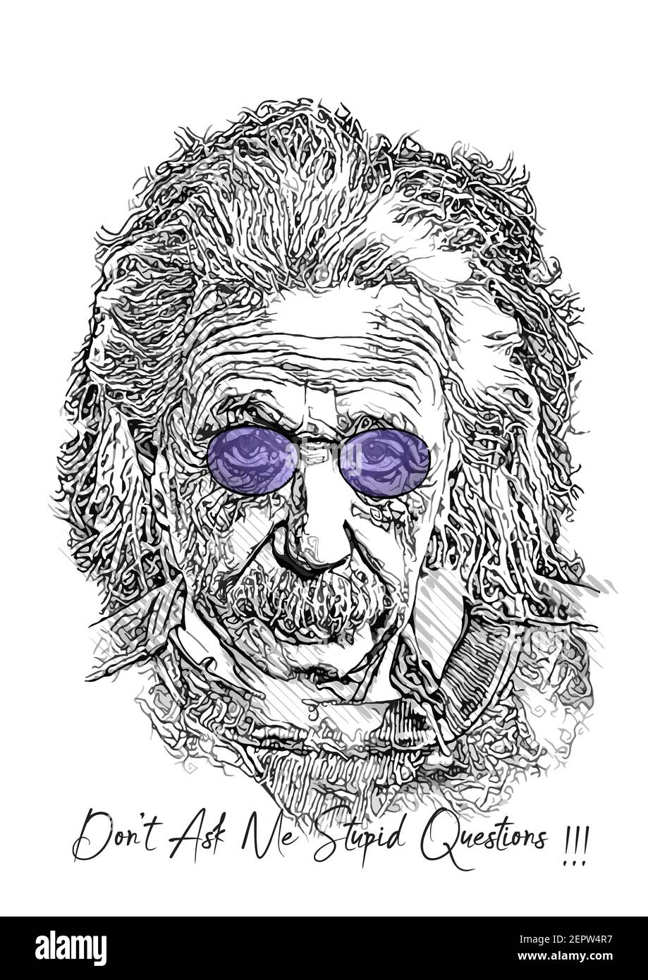 Albert einstein with sunglasses vector illustration on white background ...