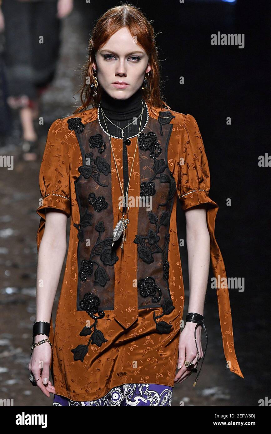 Model Kiki Willems walks on the runway during the Coach Fashion Show ...