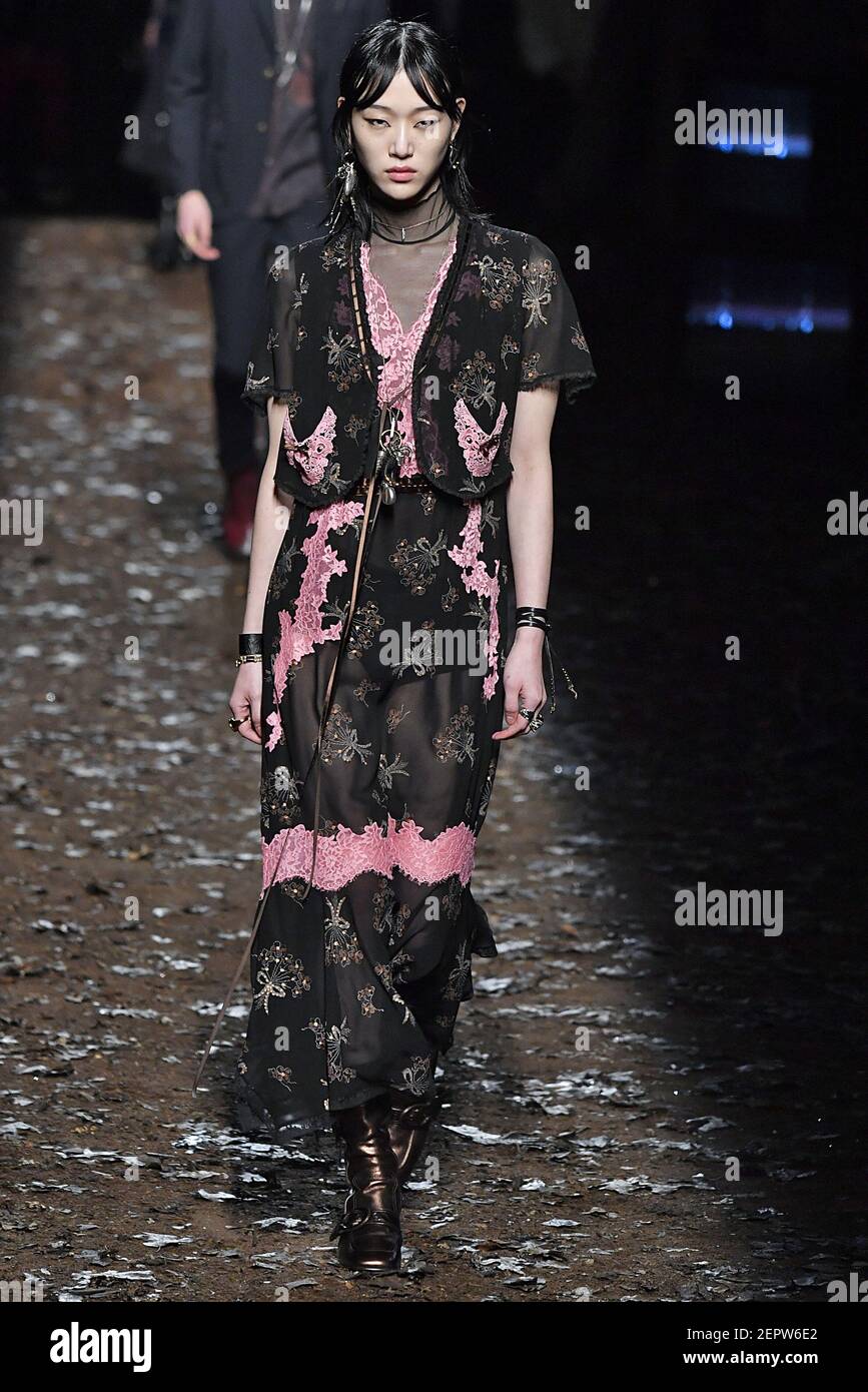 Model Sora Choi walks on the runway during the Coach Fashion Show ...